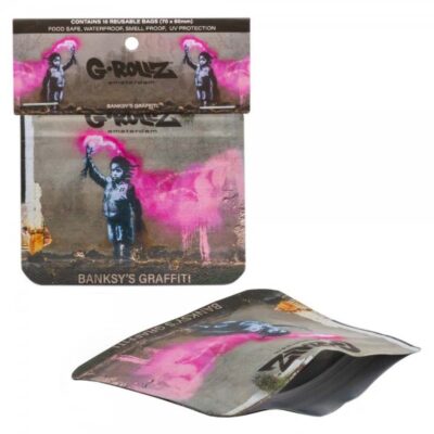 G-Rollz | Banksy’s Graffiti ‘Torchboy’ 70x60mm Smellproof Bags – 10pcs ...